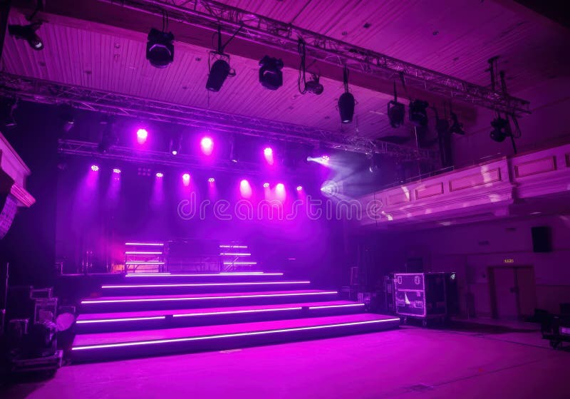 Stage Setup Vibrant Purple Lights Ready Live Performance Stock Photos ...