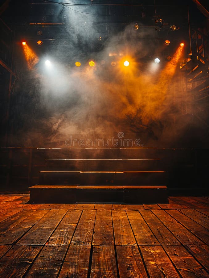 A Stage with Smoke and Lights Stock Photo - Image of stage, generated ...