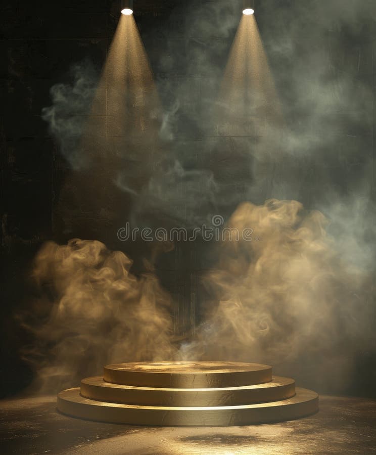 Stage with Smoke and Three Spotlights Stock Illustration - Illustration ...