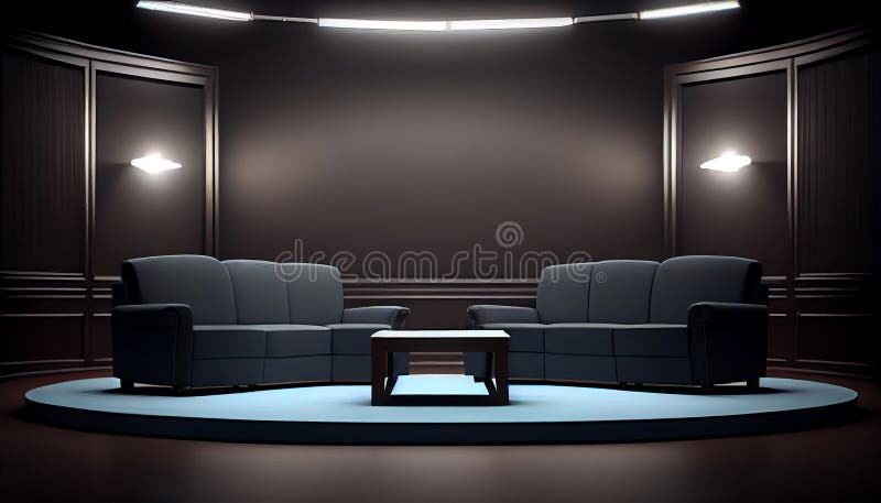 Stage with Sofas and Spotlights in Concept of Debate and Meetings Ai ...