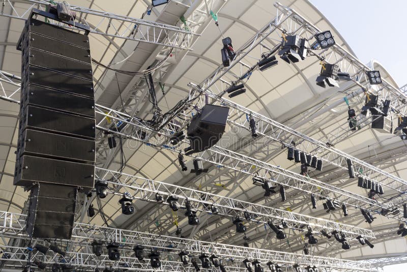 Stage Sound and Lights Construction Stock Image - Image of ...