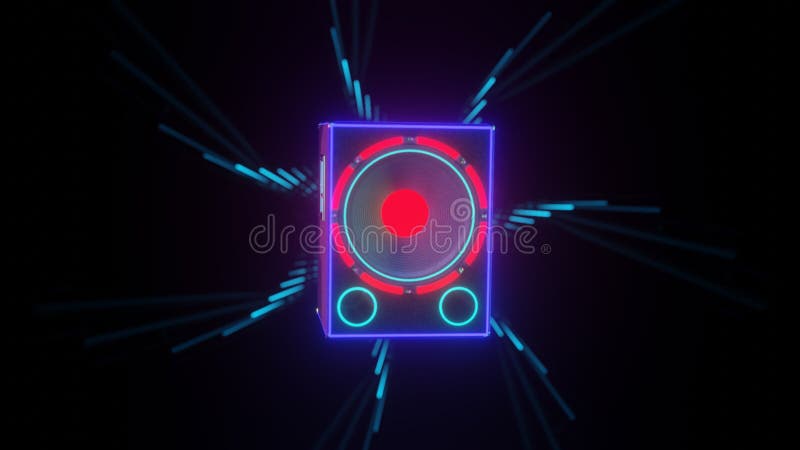 Stage Speakers Shaking and Rotating on the Abstract Neon Multicolor ...