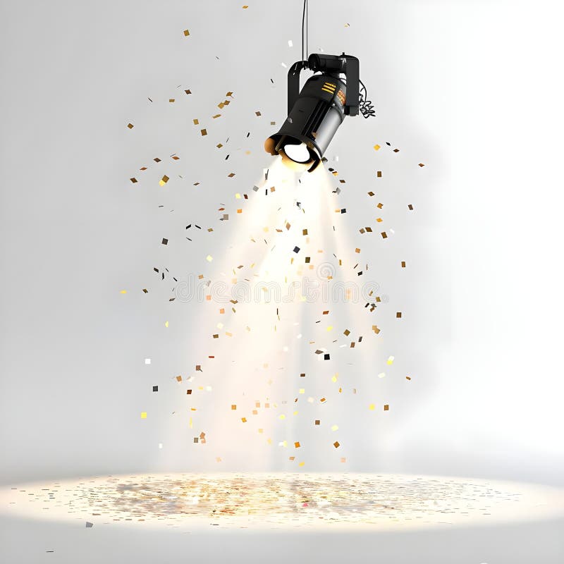 Stage Spot Light with Falling Confetti- Ai Generated Stock Illustration ...