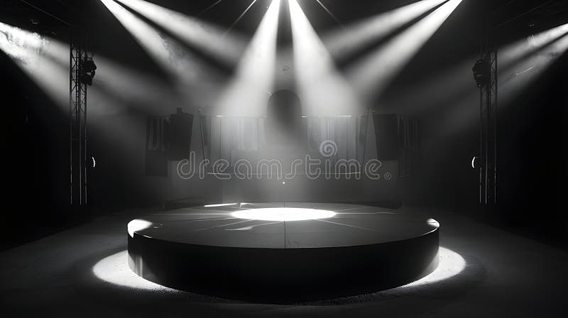 Stage Spotlight Empty Stage Dark Room Concert Lighting Performance Area ...