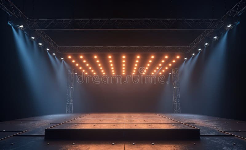 Stage with Spotlight. Empty Stage with Lighting Equipment on a Stage ...