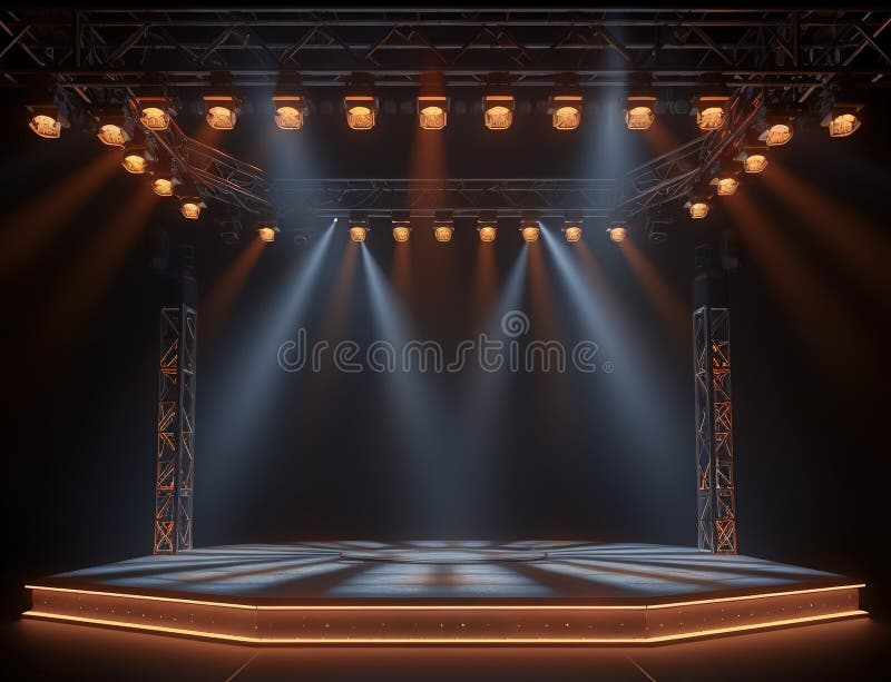Stage with Spotlight. Empty Stage with Lighting Equipment on a Stage ...