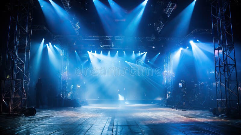 Stage Spotlight with Laser Rays and Smoke, Stage Background Stock ...