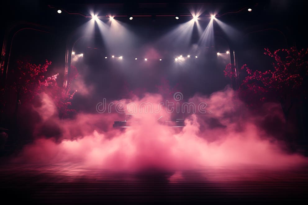 Stage Spotlight with Laser Rays and Smoke, with Crowd Stock ...