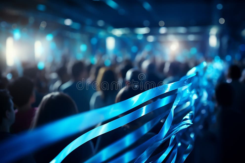 Stage Spotlight with Laser Rays and Smoke, with Crowd Stock ...