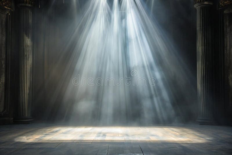 Stage Spotlight with Light Rays and Smoke, Stage Spotlight with Light ...