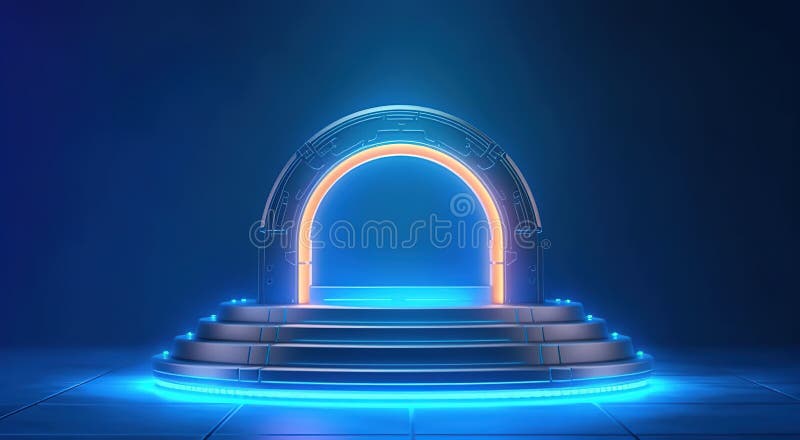Stage with Spotlight and Lights. Futuristic or Magic Portal with Glow ...