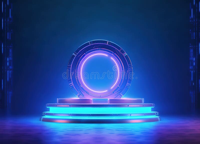 Stage with Spotlight and Lights. Futuristic or Magic Portal with Glow ...