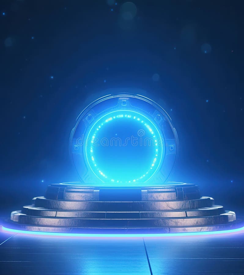 Stage with Spotlight and Lights. Futuristic or Magic Portal with Glow ...