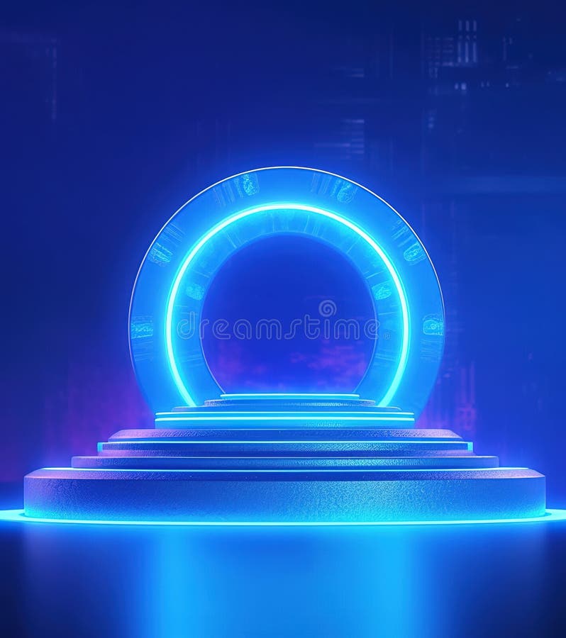 Stage with Spotlight and Lights. Futuristic or Magic Portal with Glow ...
