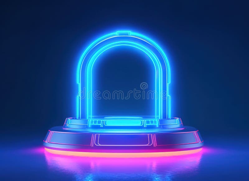 Stage with Spotlight and Lights. Futuristic or Magic Portal with Glow ...