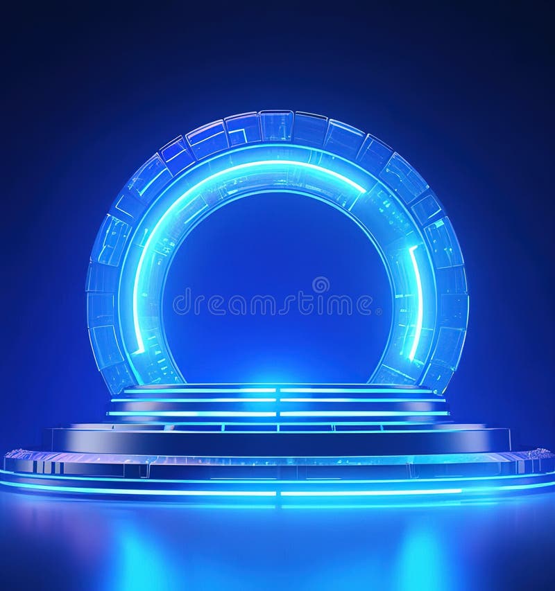 Stage with Spotlight and Lights. Futuristic or Magic Portal with Glow ...