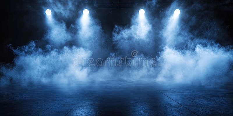 Stage Spotlight: a Mystical Scene of Blue Smoke Illuminated by a ...