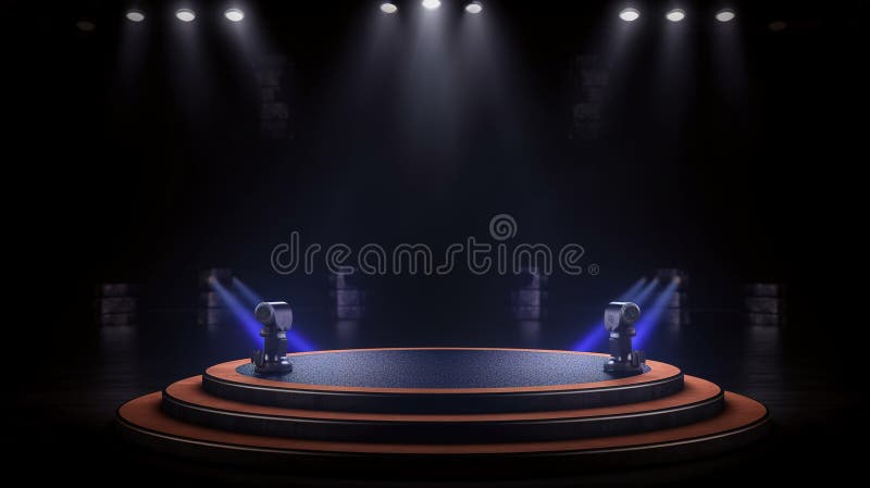 Stage with Spotlight on Stage. Podium with Lighting Stock Illustration ...