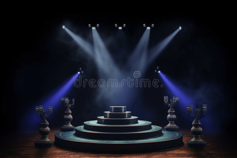 Stage with Spotlight on Stage. Podium with Lighting Stock Illustration ...