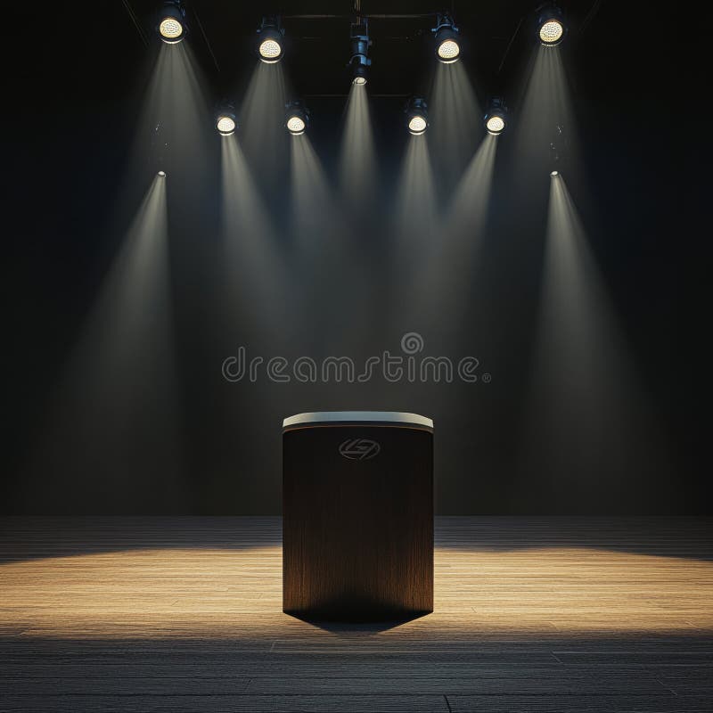 Stage Spotlight with Stage Podium and Spotlights. Vector Illustration ...