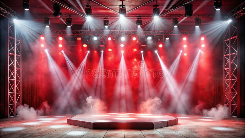 Stage Spotlight Red Haze, Octagonal Platform, Metal Rigging Stock ...