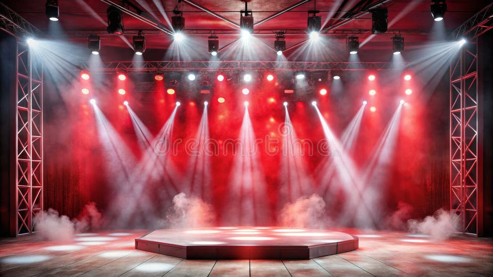 Stage Spotlight Red Haze, Octagonal Platform, Metal Rigging Stock ...