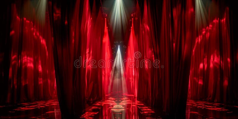 Stage Spotlight Red Velvet Curtains and Dramatic Lighting Stock Photo ...