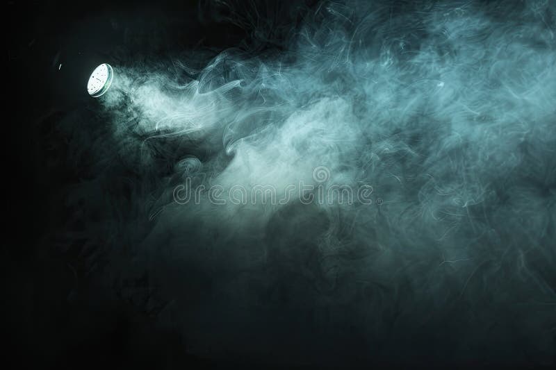 On the Stage, a Spotlight Shines through Smoke, Creating a Dramatic ...