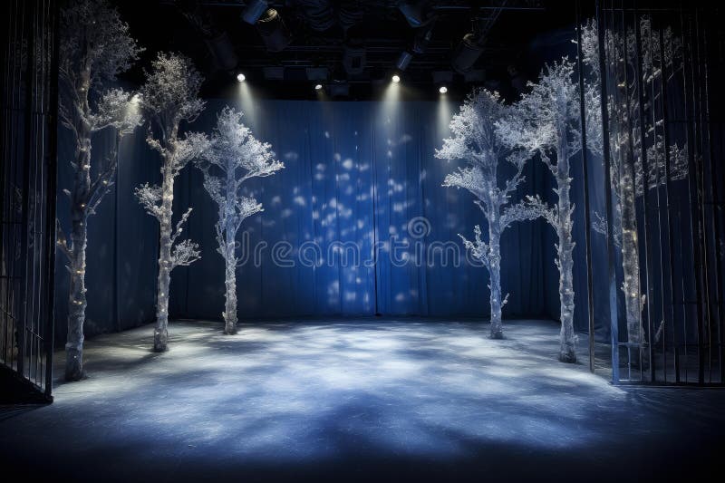 Stage Spotlight Snow Forest Stand. Generate Ai Stock Photo - Image of ...