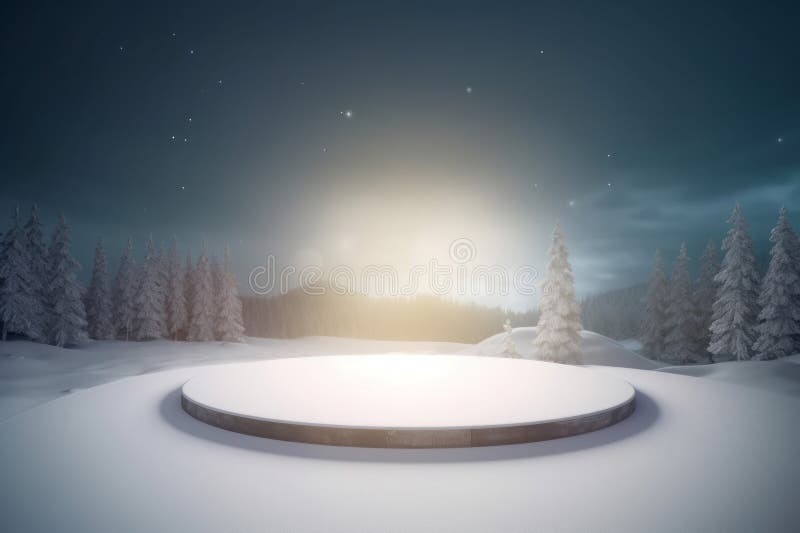 Stage Display White Frozen Minimalist. Generate Ai Stock Photo - Image ...