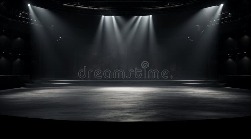 Stage Spotlight with Stage Podium and Light Effects Stock Illustration ...
