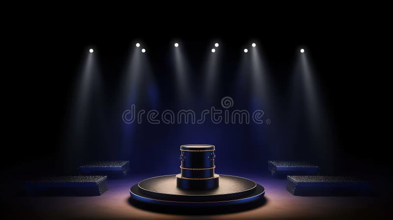Stage with Spotlight on Stage. Podium with Lighting Stock Illustration ...