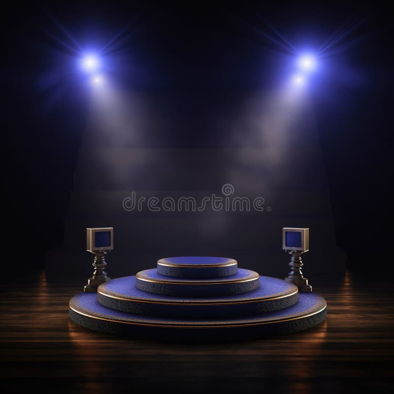 Stage with Spotlight on Stage. Podium with Lighting Stock Illustration ...
