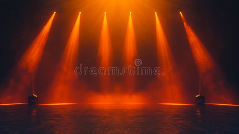 A Stage with Spotlights and Bright Lights Stock Image - Image of water ...