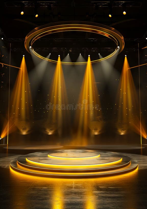A Stage with Spotlights and a Circular Stage Stock Image - Image of ...