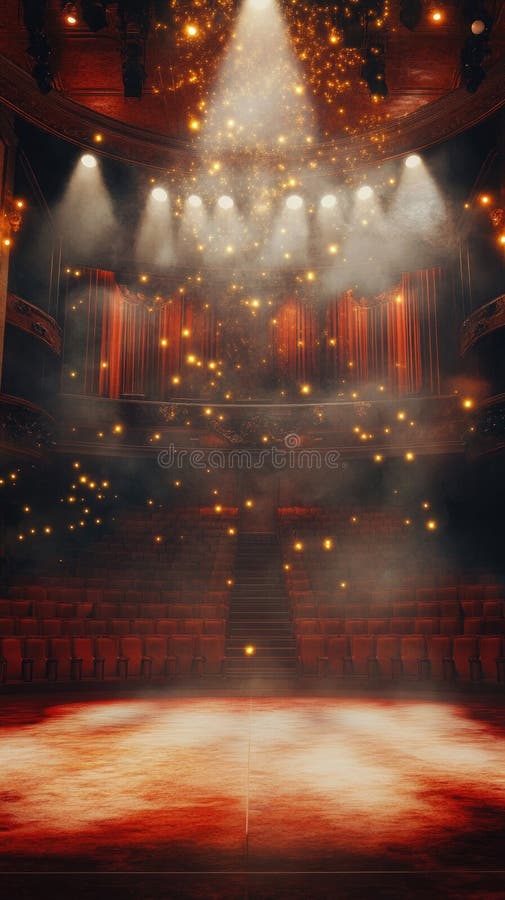A Stage with Spotlights and a Stage Curtain, Ready for Performance ...