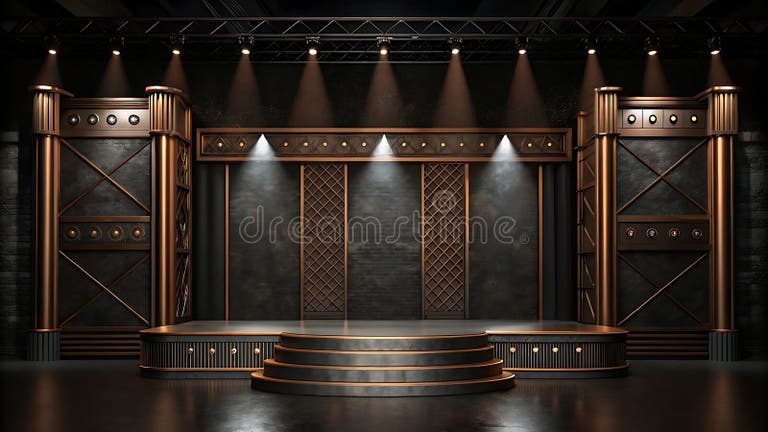 Stage Spotlights Performance Platform Copper Accents Image Stock ...
