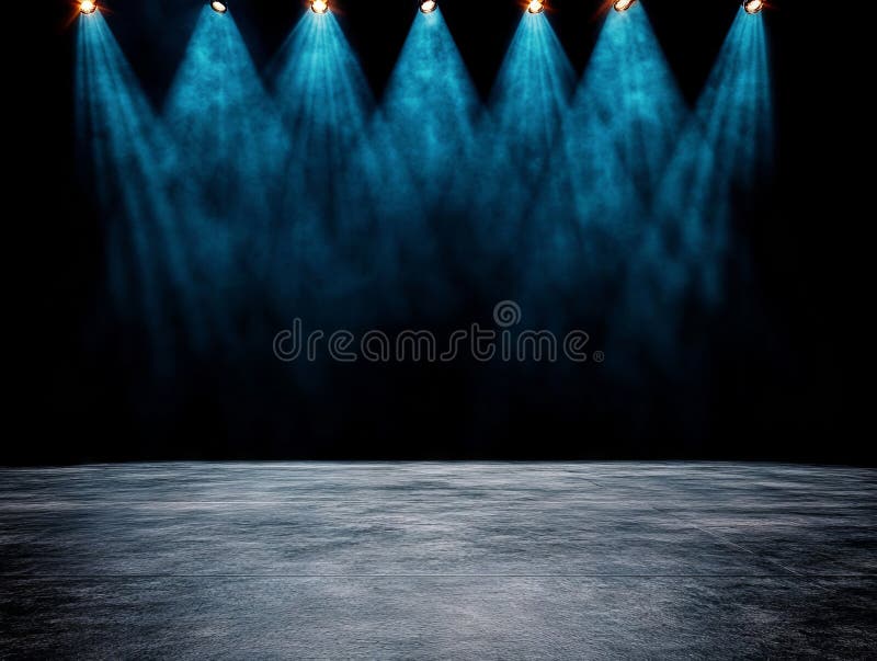 A Stage with Spotlights Shining Brightly in the Dark Stock Image ...