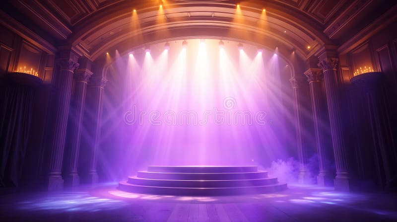 A Stage with Spotlights Shining on it Stock Illustration - Illustration ...