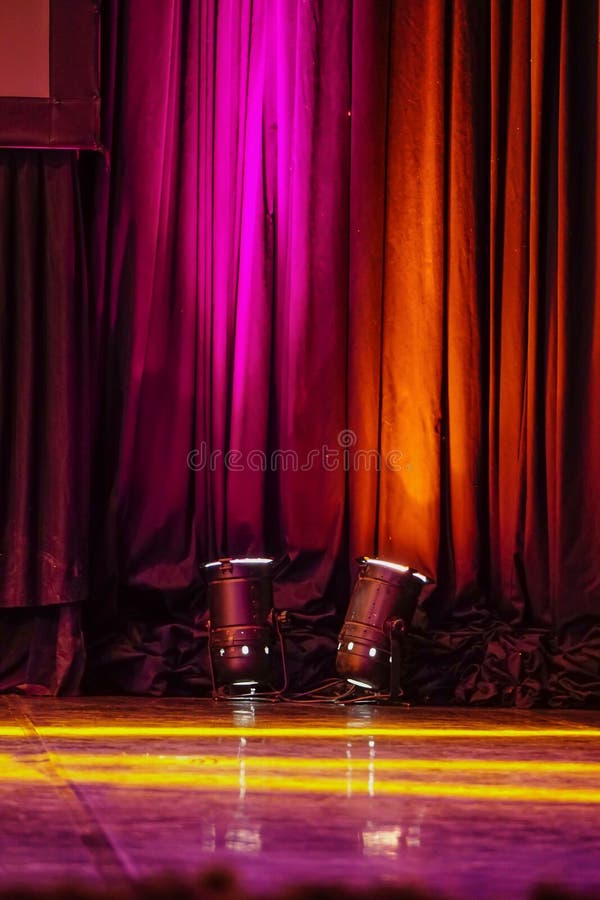 Stage Spotlights at the Theatre, Vertical Stock Photo - Image of ...