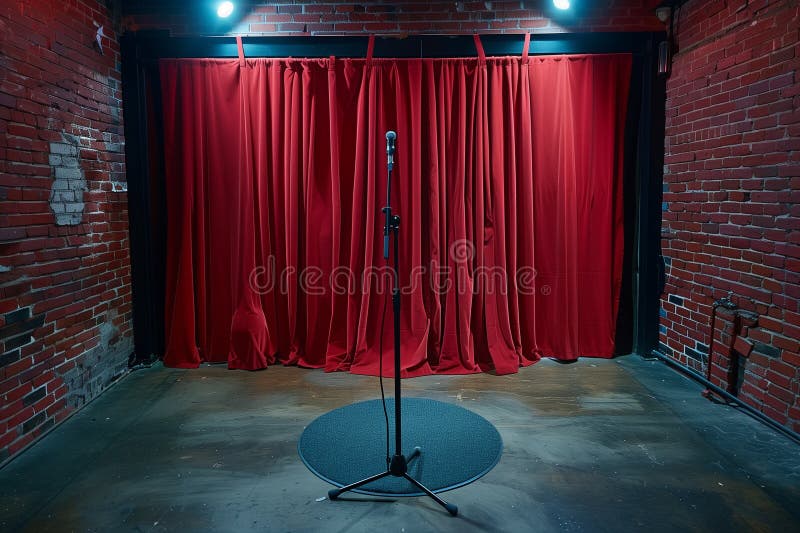 Stage for Stand Up Comedy Show or Open Mic, Mic with Stand on Center ...