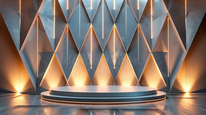 The Stage Stands a Sleek, Modern Podium, Its Polished Surface Gleaming ...