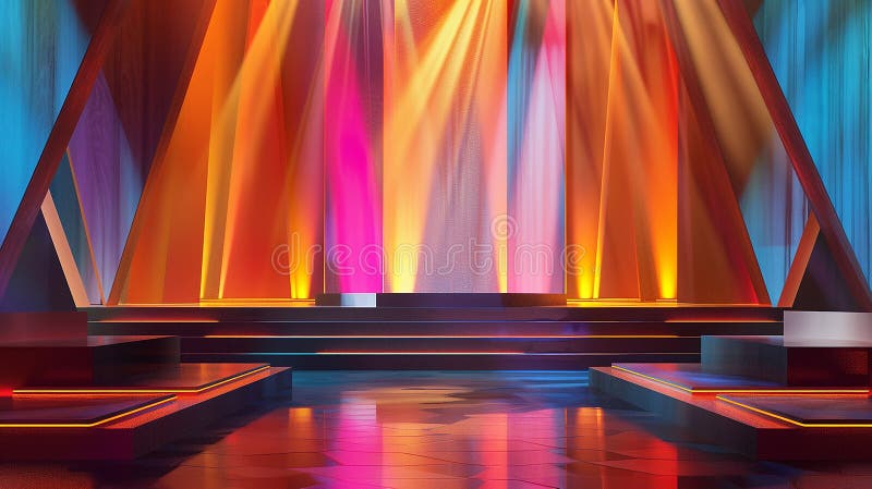 The Stage Stands a Sleek, Modern Podium, Its Polished Surface Gleaming ...