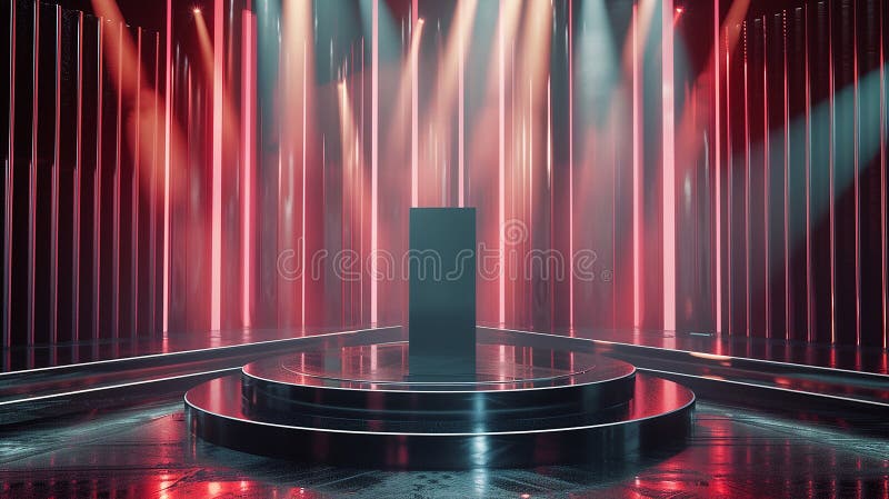 The Stage Stands a Sleek, Modern Podium, Its Polished Surface Gleaming ...