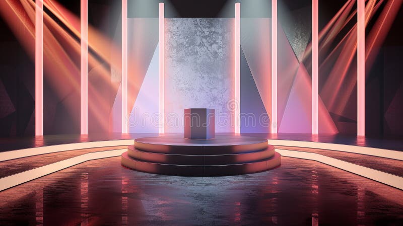 The Stage Stands a Sleek, Modern Podium, Its Polished Surface Gleaming ...
