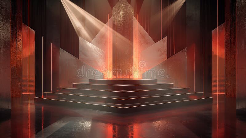 The Stage Stands a Sleek, Modern Podium, Its Polished Surface Gleaming ...