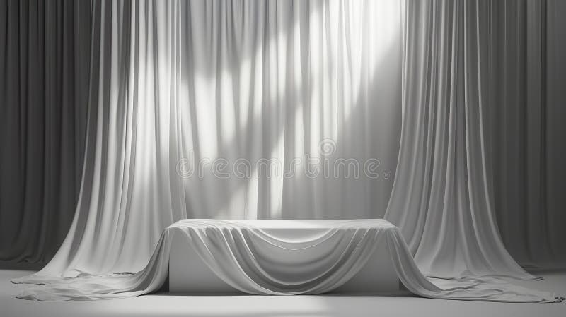 A Stage Studio with Silk Draped Over Objects for Product Placement ...