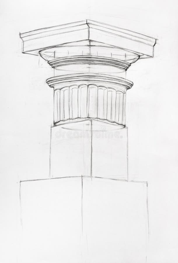 Stage of Study Drawing of Doric Capital Stock Image - Image of ...