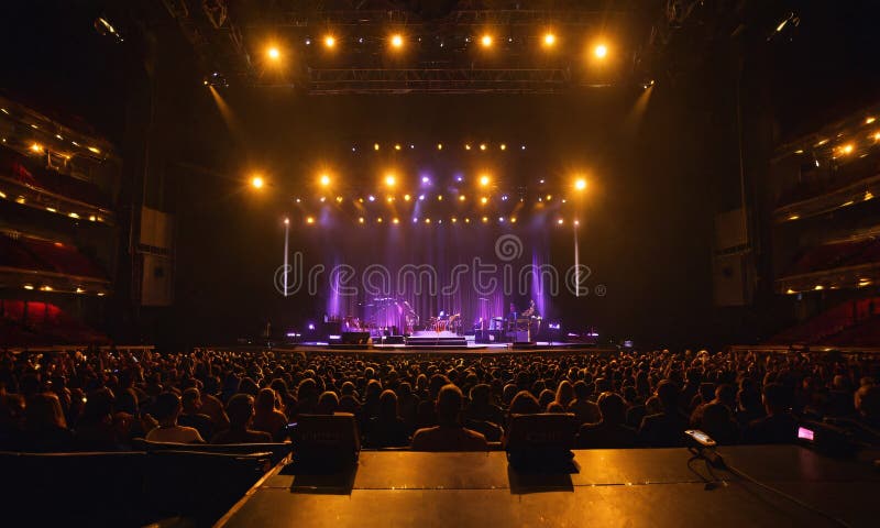 Stage of the Theater with Musicians and People in Hall Stock ...