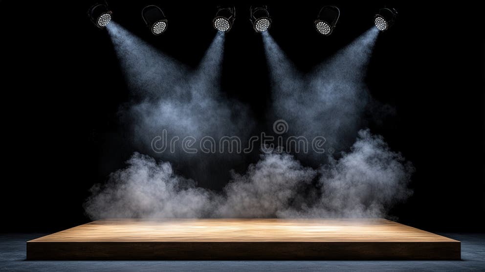 Stage with Theatrical Lights and Smoke Effects on a Dark Background ...